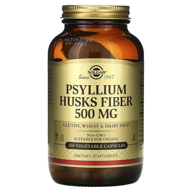 Psyllium Husks Fiber, 500 mg, 200 Vegetable Capsules – Nutracore